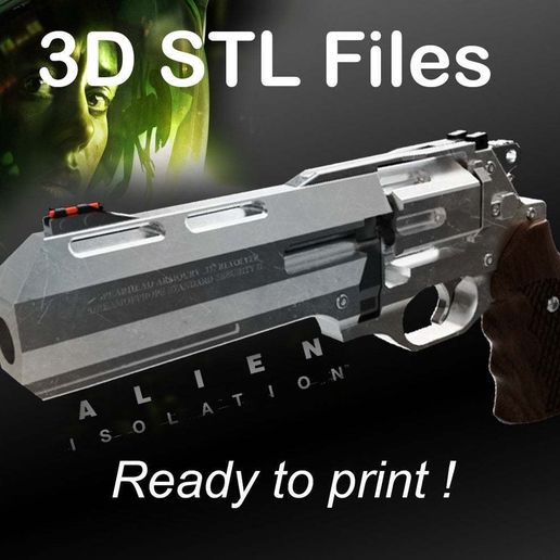 👽 Alien: Isolation's Revolver・ 3D File for 3D printing・Cults