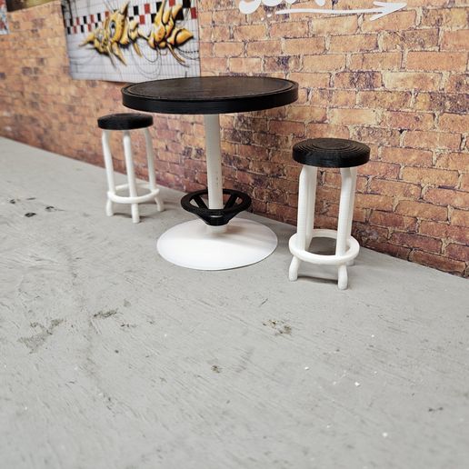 👽 1/10 PEDESTAL TABLE & STOOLS・ STL File for 3D printing・Cults