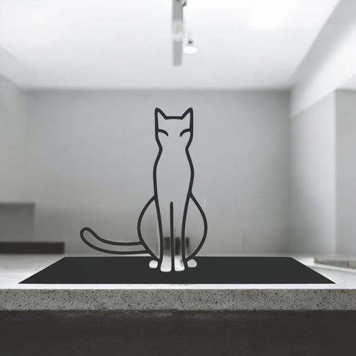 OBJ file Cat Line Art - Desktop Line Art 🐱 ・Design to download and 3D ...