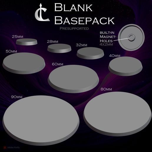 🎲 Blank Base Pack(25mm-90mm) - Presupported・Free 3D File for 3D ...