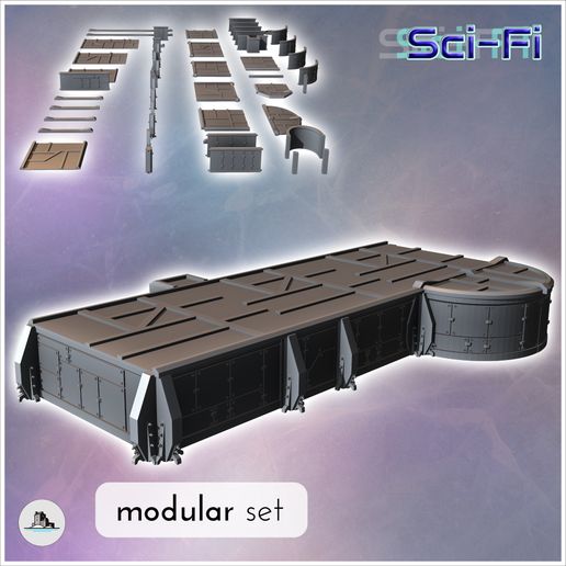 🔮 Modular futuristic Sci-Fi fortified bunker with patterned roof (20 ...