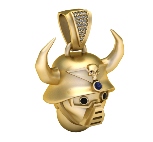 💀 skull samurai pendant・ STL File for 3D printing・Cults