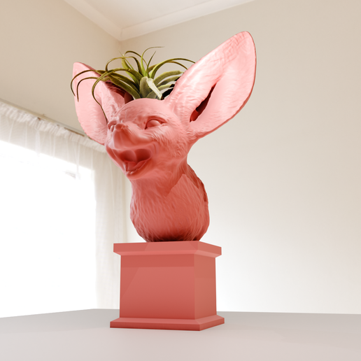 🦊 Fennec fox head bust screaming pot flower vase stl・ STL File for 3D ...