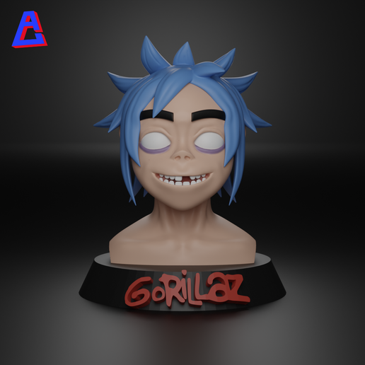 🪴 2-D - Stuart Pot - Gorillaz - Bust・ STL File for 3D printing・Cults