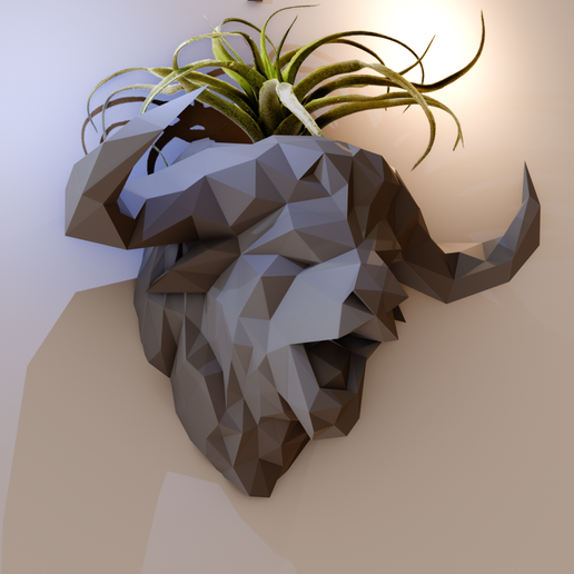 🐂 minotauro bull head roaring wall mount planter pot flower vase low ...