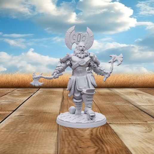 🎲 Miniatura de medio orco bárbaro DnD 25mm・Archivo STL para Impresión ...