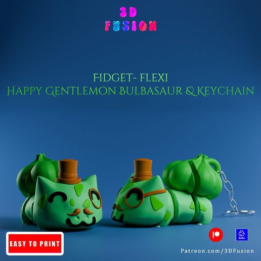Happy Bulbasaur Gentlemon🍃🎩 : MultiColor Mini Pokemon Articulated Flexi ...