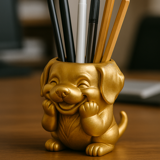 🐕 Cute Dog Pen Holder 3D Model – Puppy Desk Organizer STL for 3D ...