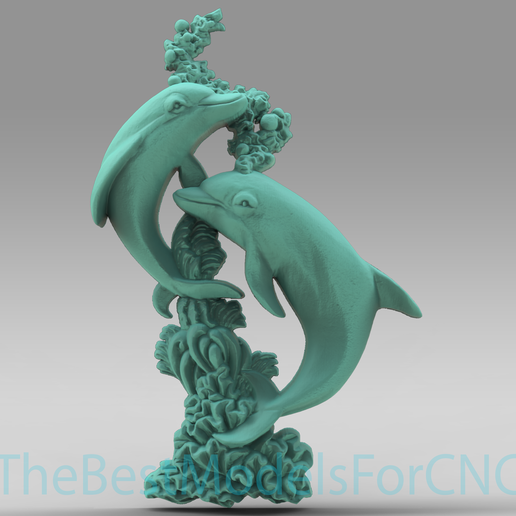 📁 3D Model STL File for CNC Router Laser & 3D Printer Dolphins in the ...