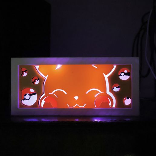 🐉 Cute Pikachu - LED Lightbox - NO AMS NEEDED・ 3D File for 3D printing ...