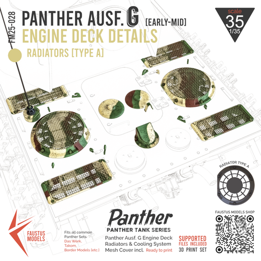 🪖 Panther G Early-Mid Engine Details Type A FM25-028・ 3D File for 3D ...