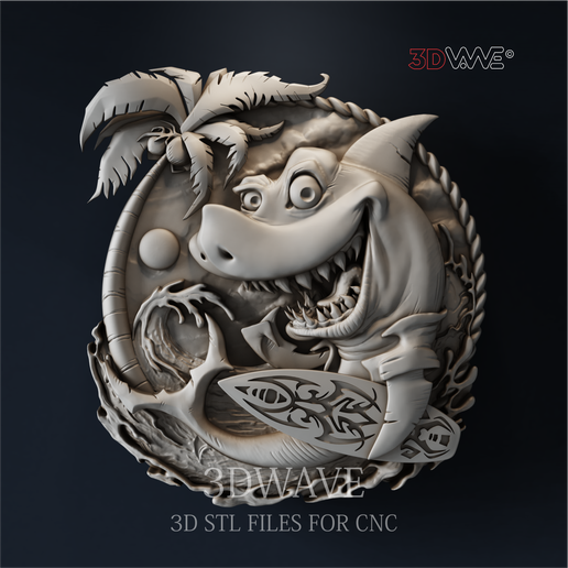 🦈 SURFER SHARK fichiers stl 3d pour CNC・Fichier STL pour Usinage CNC ...