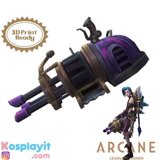🔫 Jinx Arcane Mini Gun 3D Model League of Legends・ STL File for 3D ...