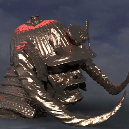 OBJ file Samurai fantasy helmet horned 3 🗡️ ・3D printing design to ...