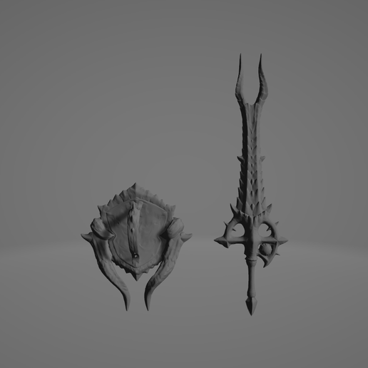 STL file MONSTER HUNTER WORLD FATALIS SWORD AND SHIELD 👹 (OBJ)・3D ...