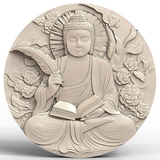 📁 3D Model STL File for CNC Router/Laser & 3D Printer Buddha Writing ...