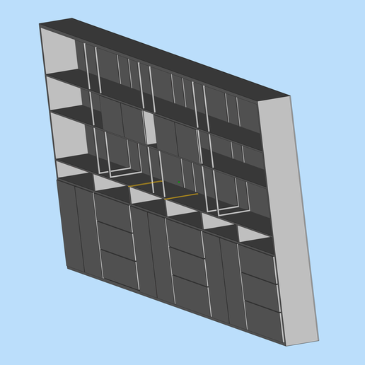 🗺️ Bookshelf scene bookshelf display cabinet 02 background wall 1/64 ...