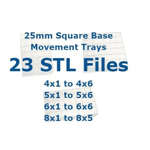 🟪 25mm Square Base Movement Trays - 23 STL files・ 3D File for 3D ...