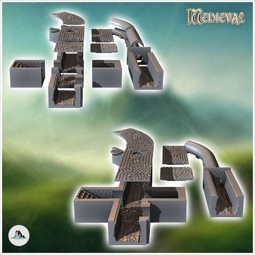 👴 Sewer pipe set with outdoor pavement (1) - Medieval Gothic Feudal Old ...