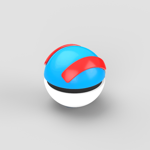 🐉 Pokemon Pokeball Great Ball Splitted・ STL File for 3D printing・Cults