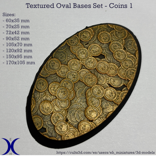 🎲 Oval Bases Set – Coins 1 Texture (60–170MM) | Perfect For Tabletop ...