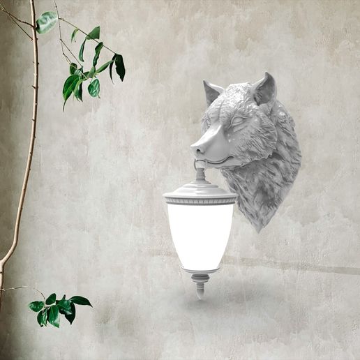 🐺 Wolf Head Wall Lamp・ 3D File for 3D printing・Cults