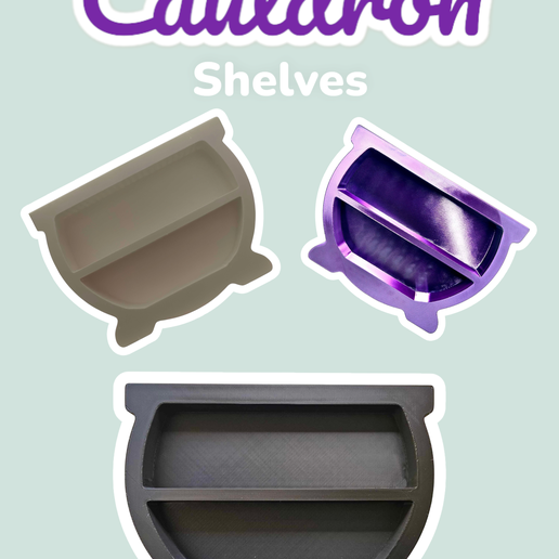 🧙‍♀️ Kawaii (Cute) Cauldron Shelf・ STL File for 3D printing・Cults