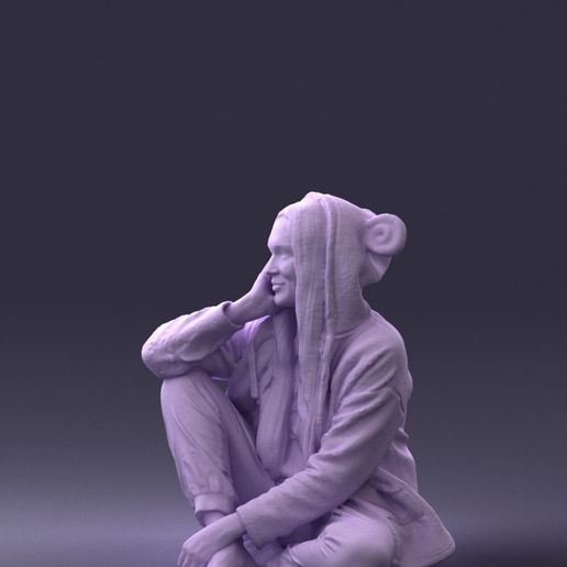 3D file 000066 Sitting Girl 0614 👧 ・Model to download and 3D print・Cults