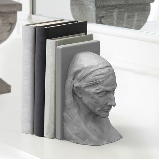 STL file Old Lady Portrait Bookend - Decor 👴 (OBJ)・3D printing design ...