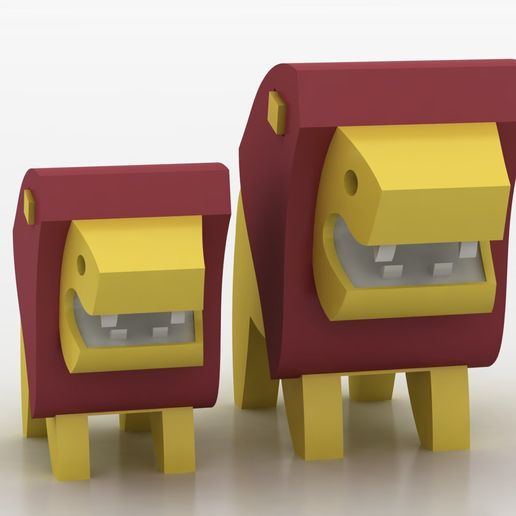 🦁 Blocky Lion Figurine 3d printable model・ STL File for 3D printing・Cults
