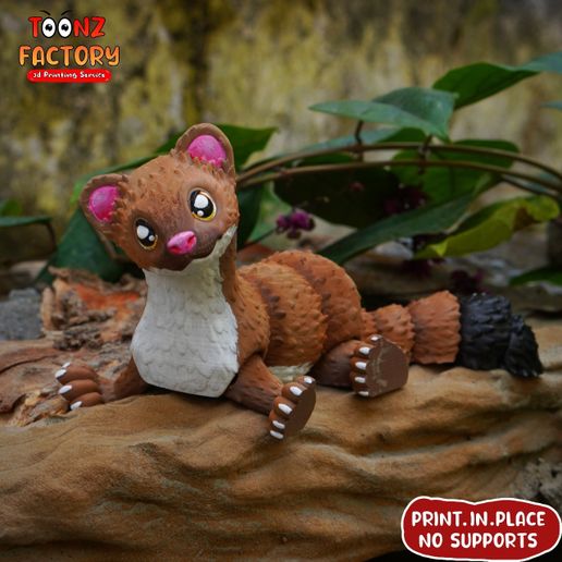 🔗 PRINT IN PLACE CUTE FLEXI WEASEL・ STL File for 3D printing・Cults