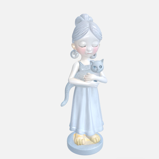 👧 Girl Holding Cat Statue, Animal Friendship Figurine, Gift to ...