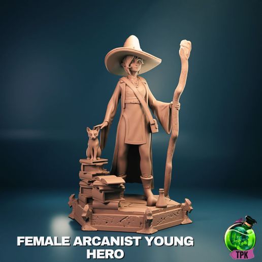♀️ Female Arcanist Young Hero・ 3D File for 3D printing・Cults