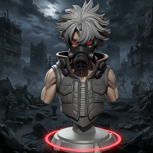 👤 Gachiakuta Anime Bust Statue - Post-Apocalyptic Gas Mask Character 3D ...