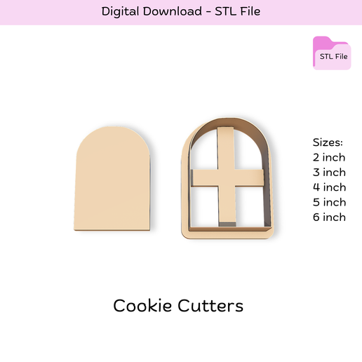 3D file Arch 04 Cookie Cutter STL File, STL Cookie Cutter File, Instant ...