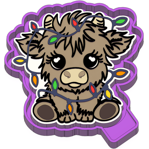 🐄 Highland Cow with Christmas Lights Freshie STL Mold Housing・ STL File ...