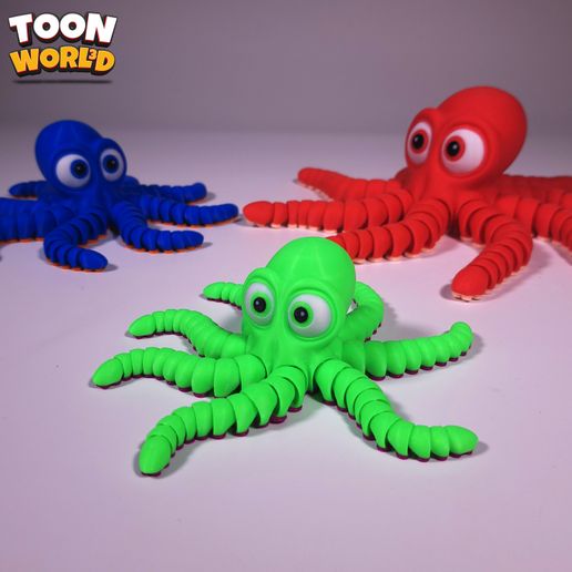 🐙 Cute Flexible Octopus - Print in place・ 3D File for 3D printing・Cults