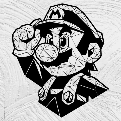 🎨 Geometric Mario Wall Art・ STL File for 3D printing・Cults