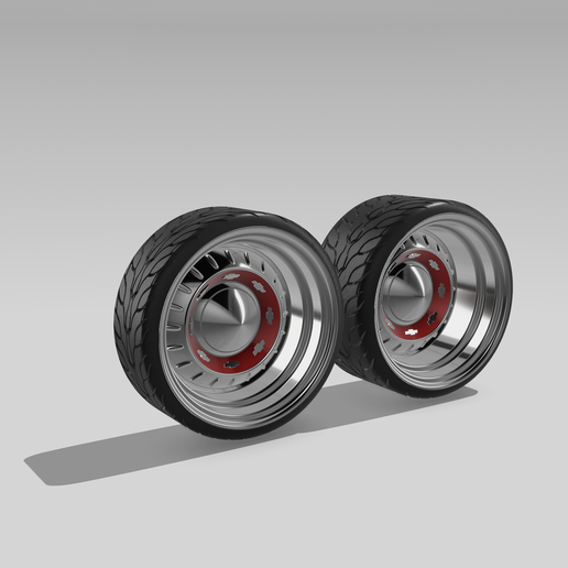 STL file 20inch Billet 1955 Chev Hubcap Wheels n Tires 2x Offsets 🏎️ ...