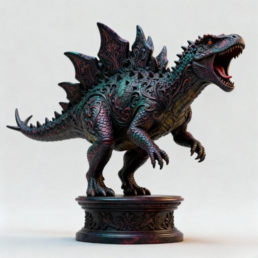 🦖 2832 Gothic Roaring Stegosaurus Dinosaur 3D Model, Halloween, fox ...