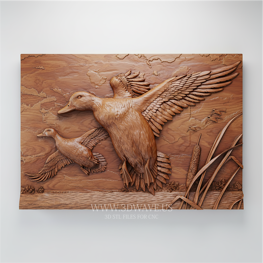 🎨 Ducks in Flight STL - Wildlife 3D Wall Art Relief for Rustic Lodge ...