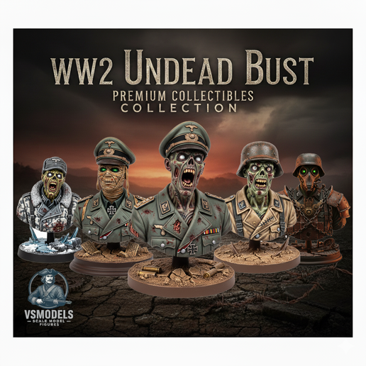 👤 WW2 Undead Bust Collection – 5 Unique Zombie Busts・ 3D File for 3D ...