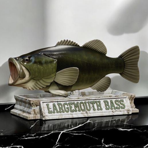 🐠 fish Largemouth Bass / Micropterus salmoides statue stone base ...