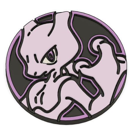 Archivo STL MEWTWO MONEDA POKEMON TCG POCKET 🐉 ・Modelo de impresión 3D ...