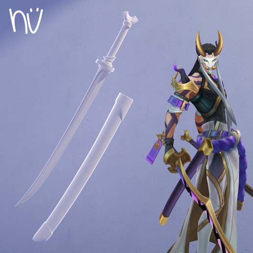 🎭 Ink Shadow Yone’s Katana & Sheath・ STL File for 3D printing・Cults