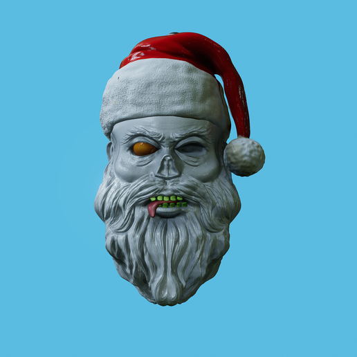 🧟 Zombie Santa HEAD SANTA CLAUS CHRISTMAS HAT, KEYCHAIN - PENDANT ...