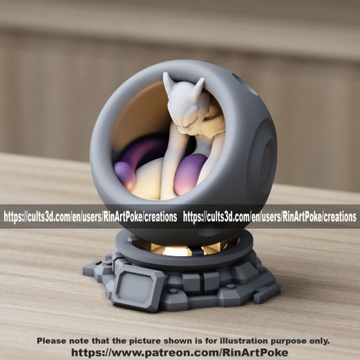 🐉 Mewtwo in healing machine pods (EASY PRINT NO SUPPORT)・ STL File for ...