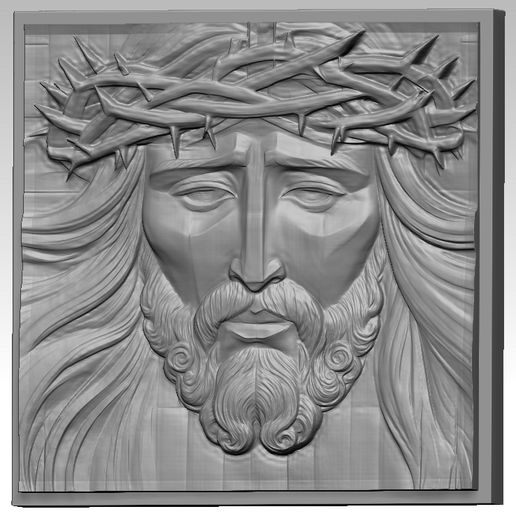 ️ 3D Model: Face of Jesus Christ for CNC Relief Carving. Model 16.・ STL ...