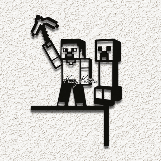 🚪 minecraft steve creeper door topper wall art home decor・Archivo STL ...