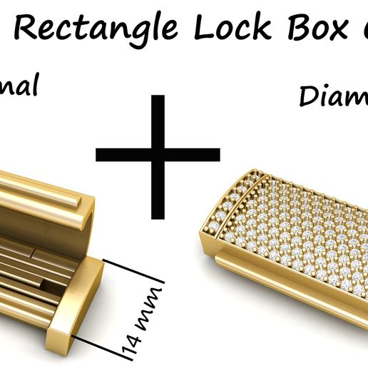 STL file 14 mm Rectangular Lock Box Combo of Plain and Diamond 🔒 (OBJ ...